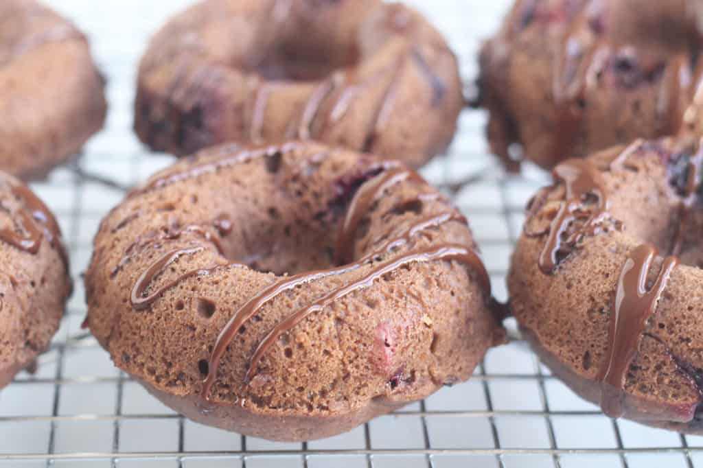 Easy Chocolate Baked Donuts with Blueberries